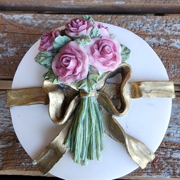 Dezine Trinket box | Accents | Vintage Dezine Hand Painted Rose Trinket ...